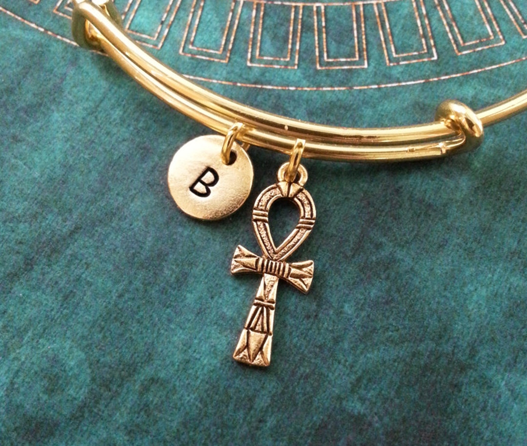 Ankh Bangle Bracelet Gold Ankh Bracelet Egyptian Jewelry Stackable ...