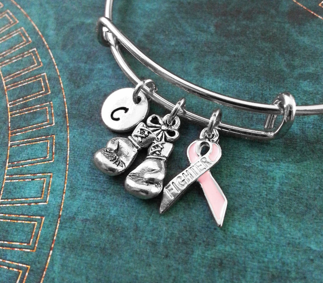 Boxing Gloves Bangle Bracelet Fighter Ribbon Bracelet Cancer Survivor ...