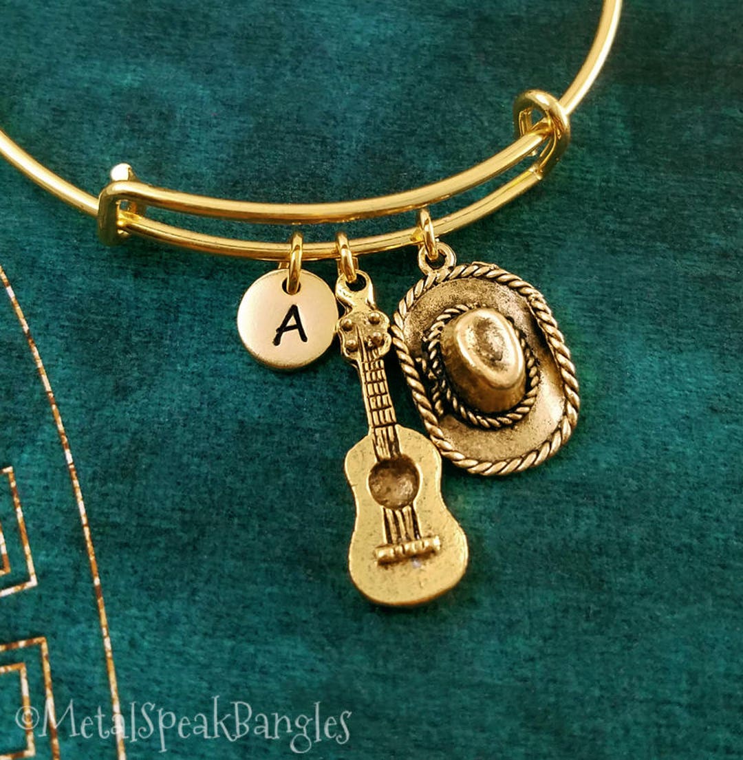 Cowboy Hat Bracelet Guitar Bracelet Cowgirl Bracelet Cowboy Bangle ...
