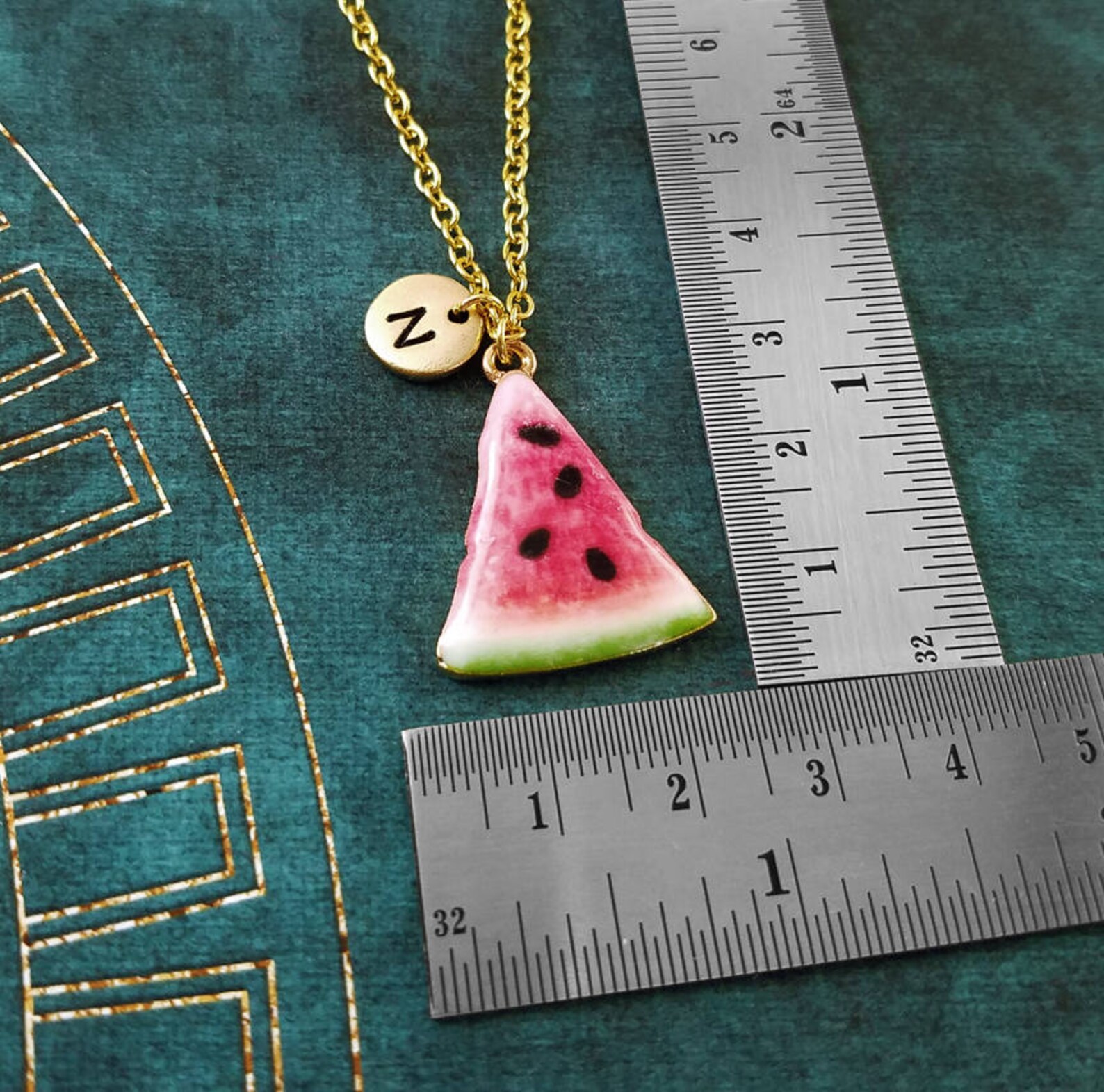 Watermelon Bracelet Watermelon Bangle Fruit Jewelry Slice Initial Charm ...