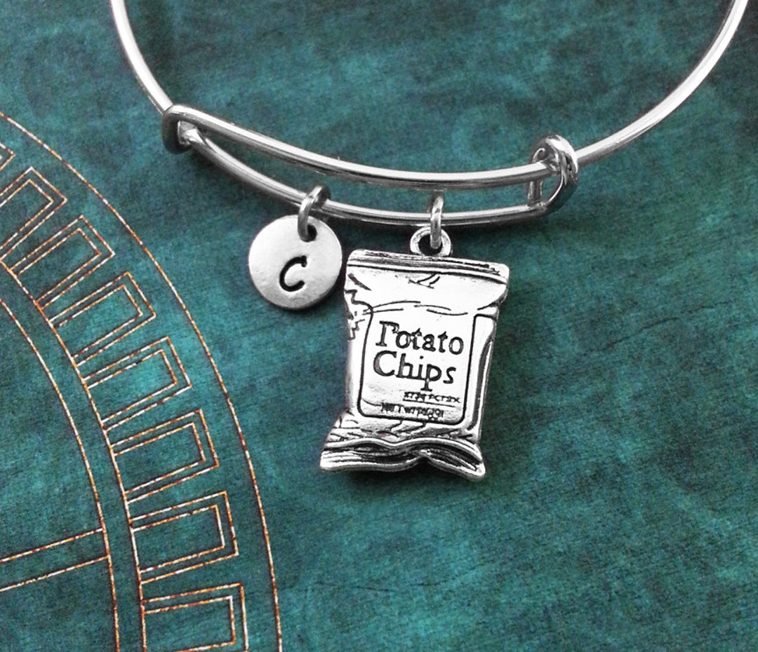 Potato Chips Bangle Silver Potato Chips Bracelet Bag of Chips Charm ...