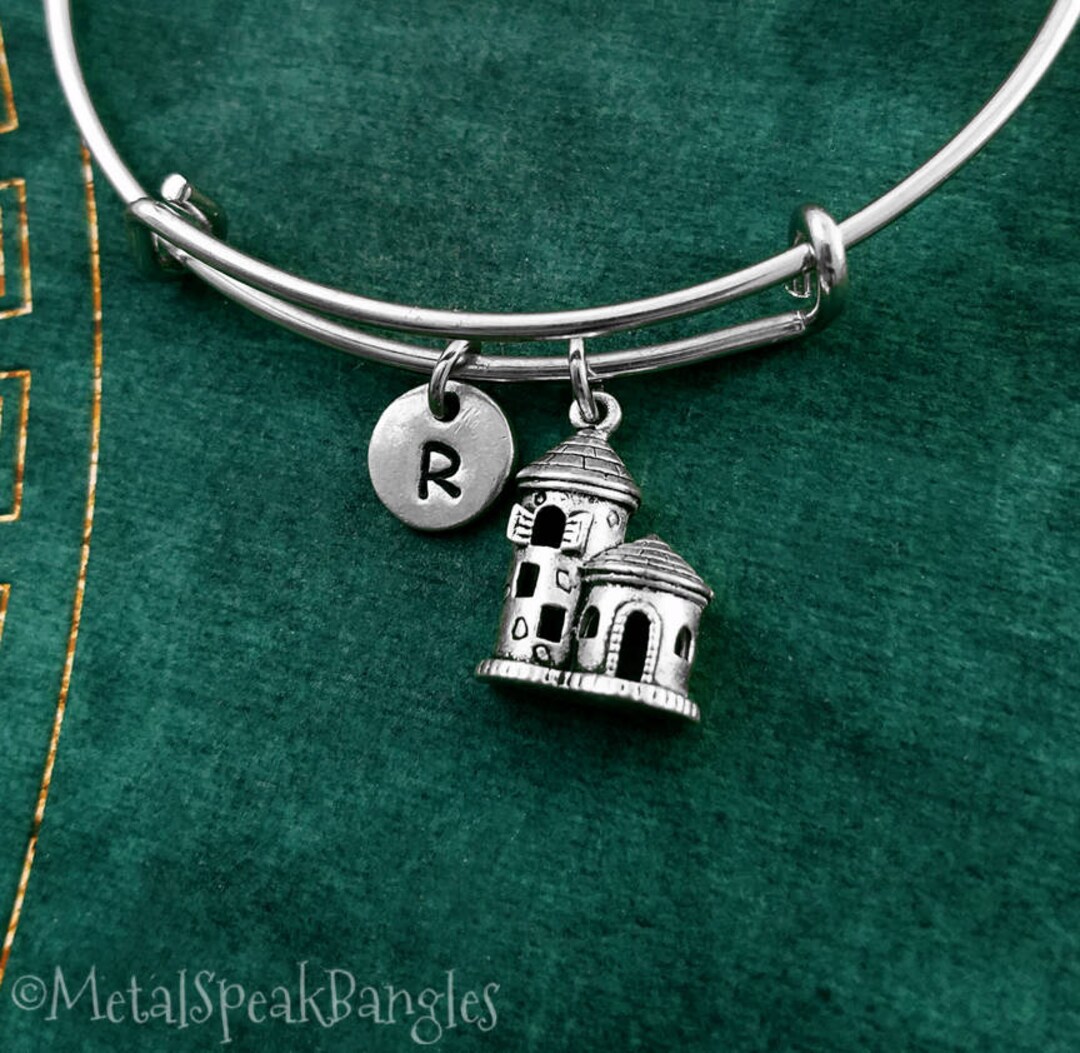 Castle Bracelet Castle Bangle Tower Bracelet Charm Bracelet Stackable ...