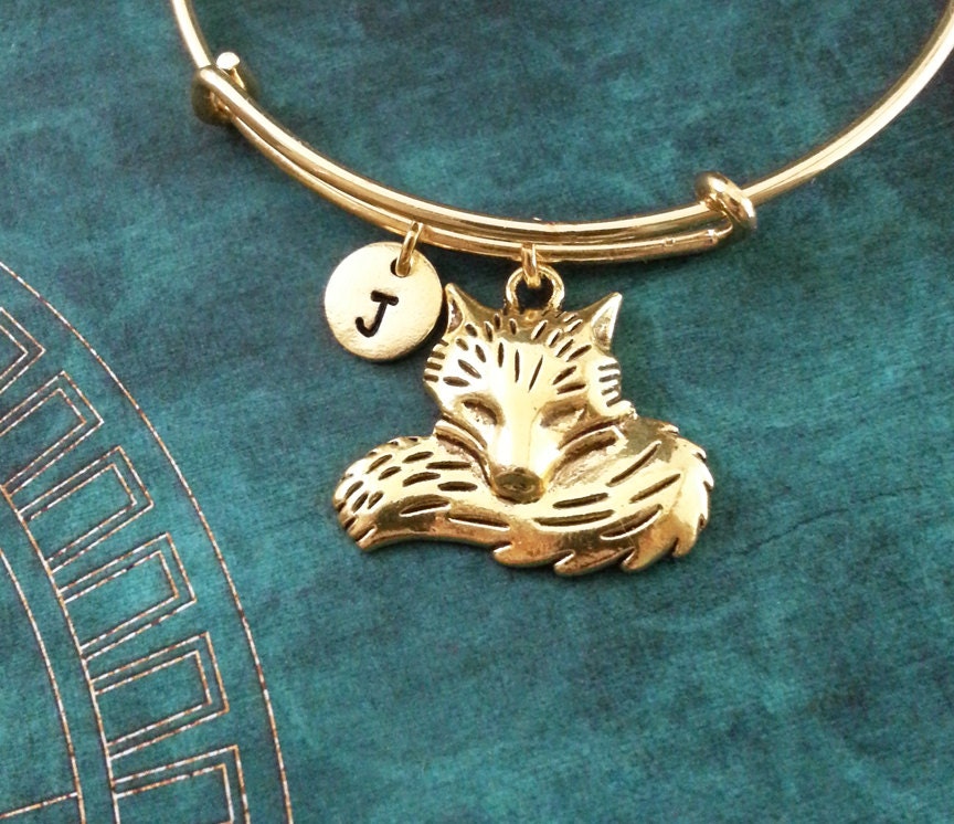 Fox Bangle Bracelet Gold Fox Bracelet Fox Jewelry Fox Charm | Etsy