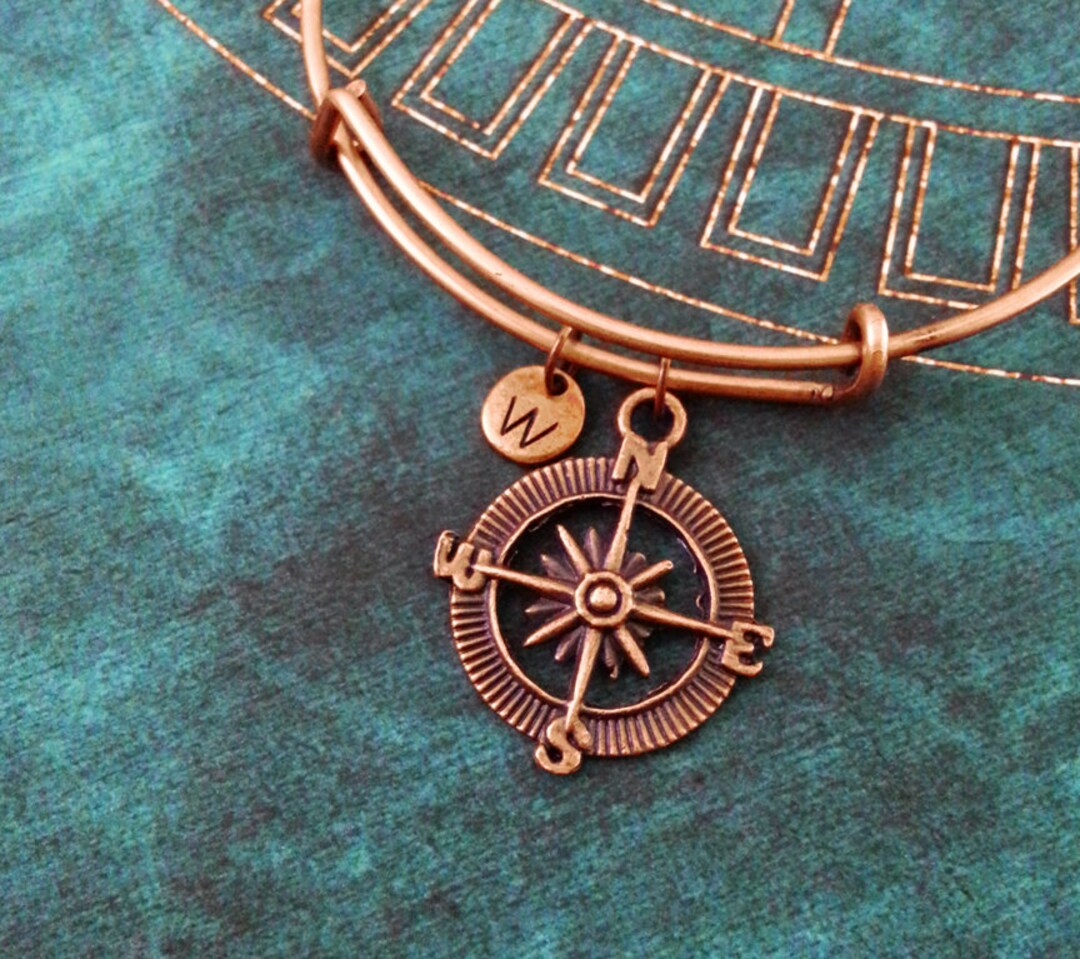 Compass Bangle Copper Compass Bracelet Bangle Bracelet Compass Charm ...