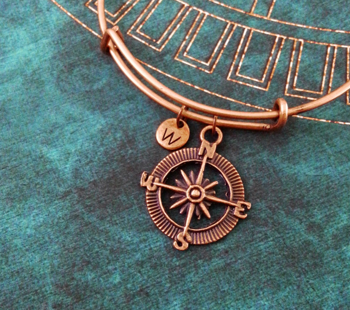 Compass Bangle Copper Compass Bracelet Bangle Bracelet Compass - Etsy