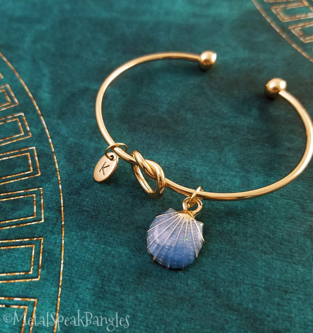 Blue Seashell Bracelet Seashell Bangle Beach Bracelet Beach Jewelry ...