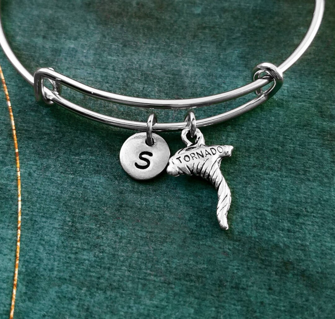Tornado Bangle Tornado Bracelet Bad Weather Gift Initial Bracelet Charm ...