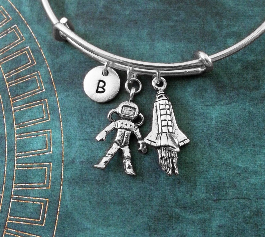 Astronaut Bangle Silver Astronaut Bracelet Rocket Bracelet Astronaut ...
