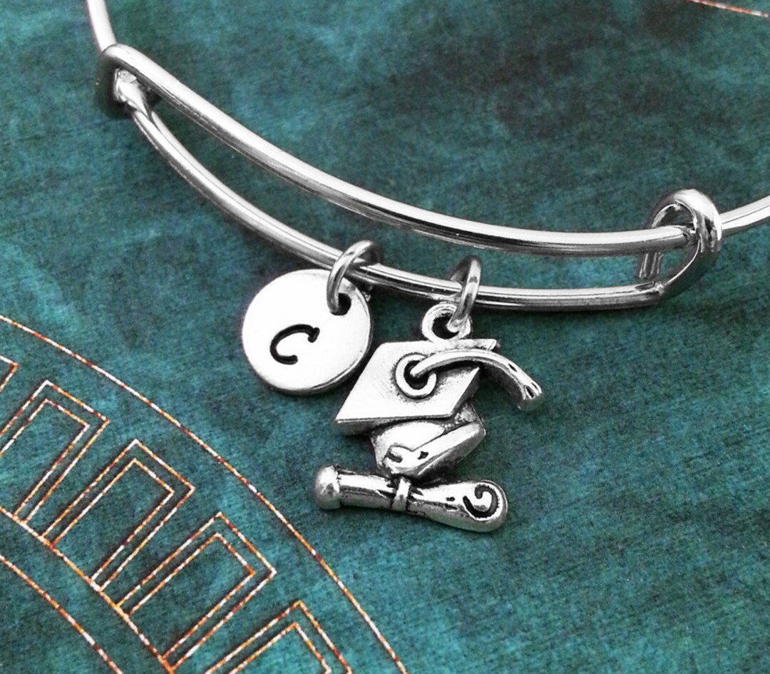 Graduation Cap Bangle Bracelet VERY SMALL Graduation Charm Bracelet ...