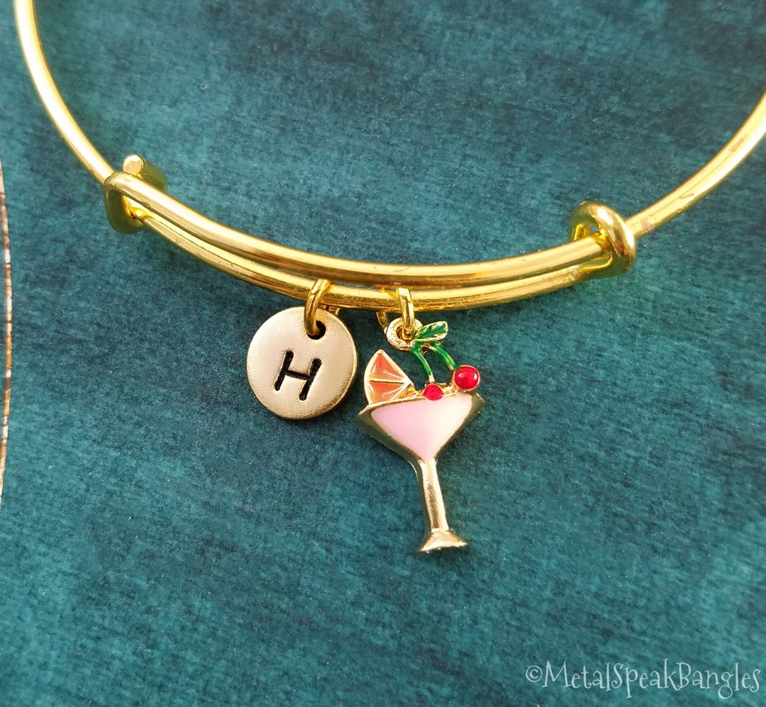 Cosmo Bracelet Cosmo Bangle Alcohol Jewelry Cosmopolitan Charm Bracelet ...