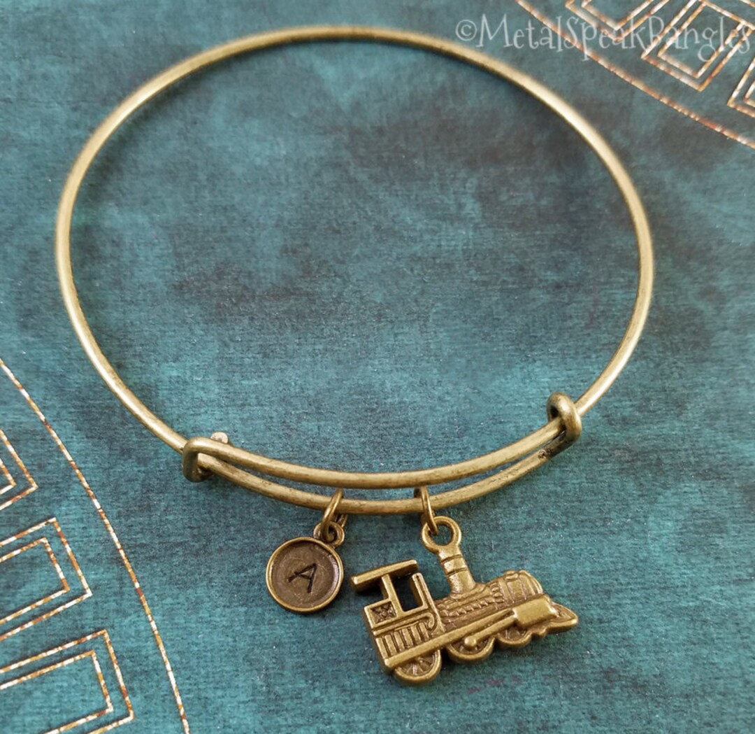 Train Bangle Bracelet Train Bracelet Train Jewelry Initial Bracelet ...