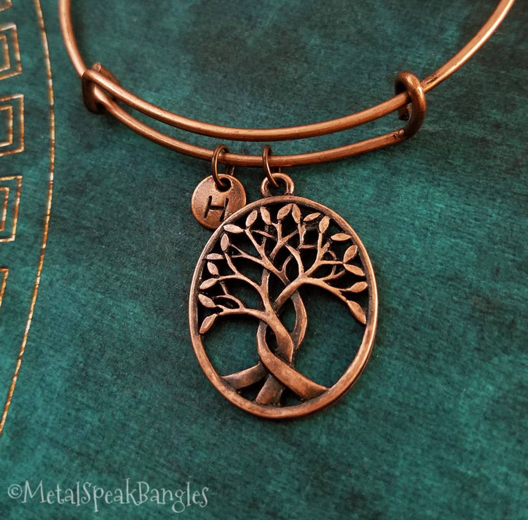Tree Bracelet Copper Willow Tree Bangle Family Tree Charm Bracelet Tree ...