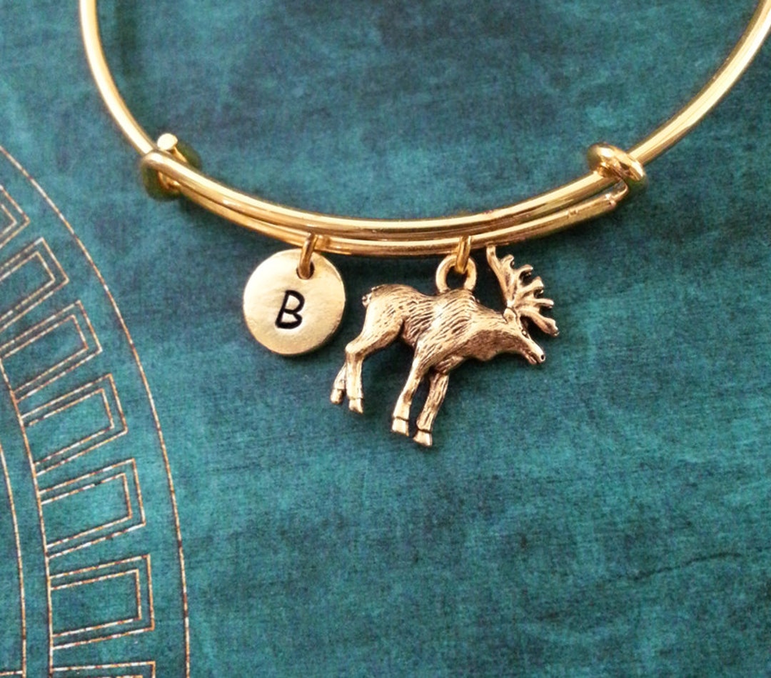 Moose Bangle Bracelet Gold Moose Bracelet Hunter Bracelet Hunting ...