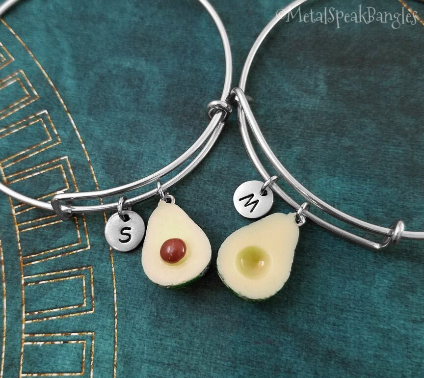 Avocado Bracelet SET of 2 Avocado Charm Bracelets Avocado | Etsy