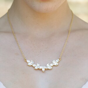 Gold and Crystals Bridal Necklace, Bridal Jewelry, Delicate Bridal ...