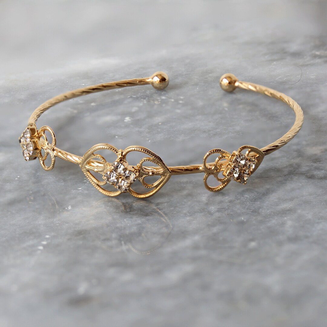 Wedding Arm Band, Gold Crystal Bridal Arm Cuff Bracelet, Gold ...