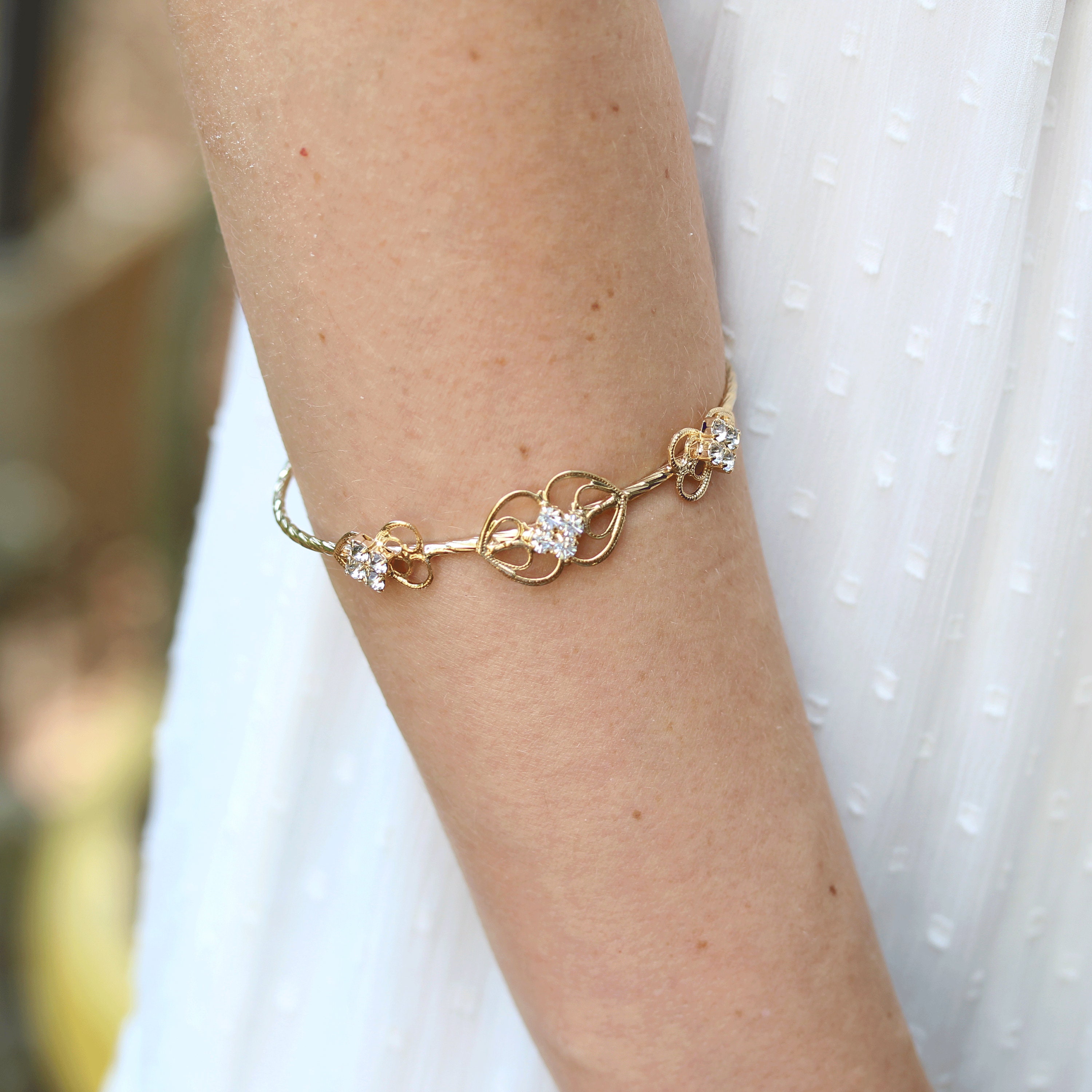 Gold Crystal Bridal Arm Cuff Bracelet, Wedding Arm Band, Gold ...