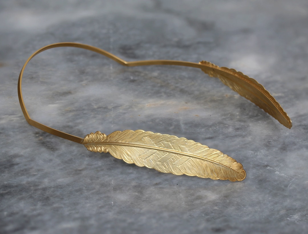 Greek Goddess Gold Feather Headpiece, Bridal Halo Crown, Olive Crown ...