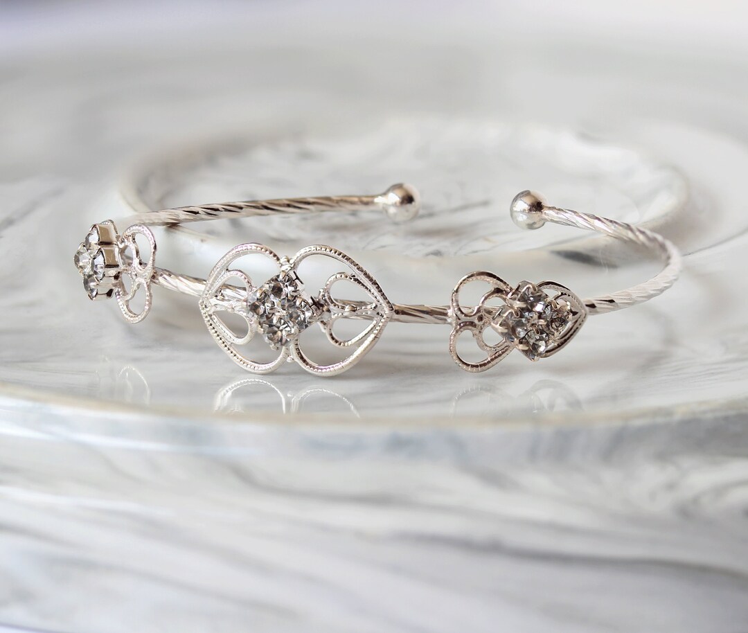 Wedding Arm Band, Silver Crystal Bridal Arm Cuff Bracelet, Boho ...