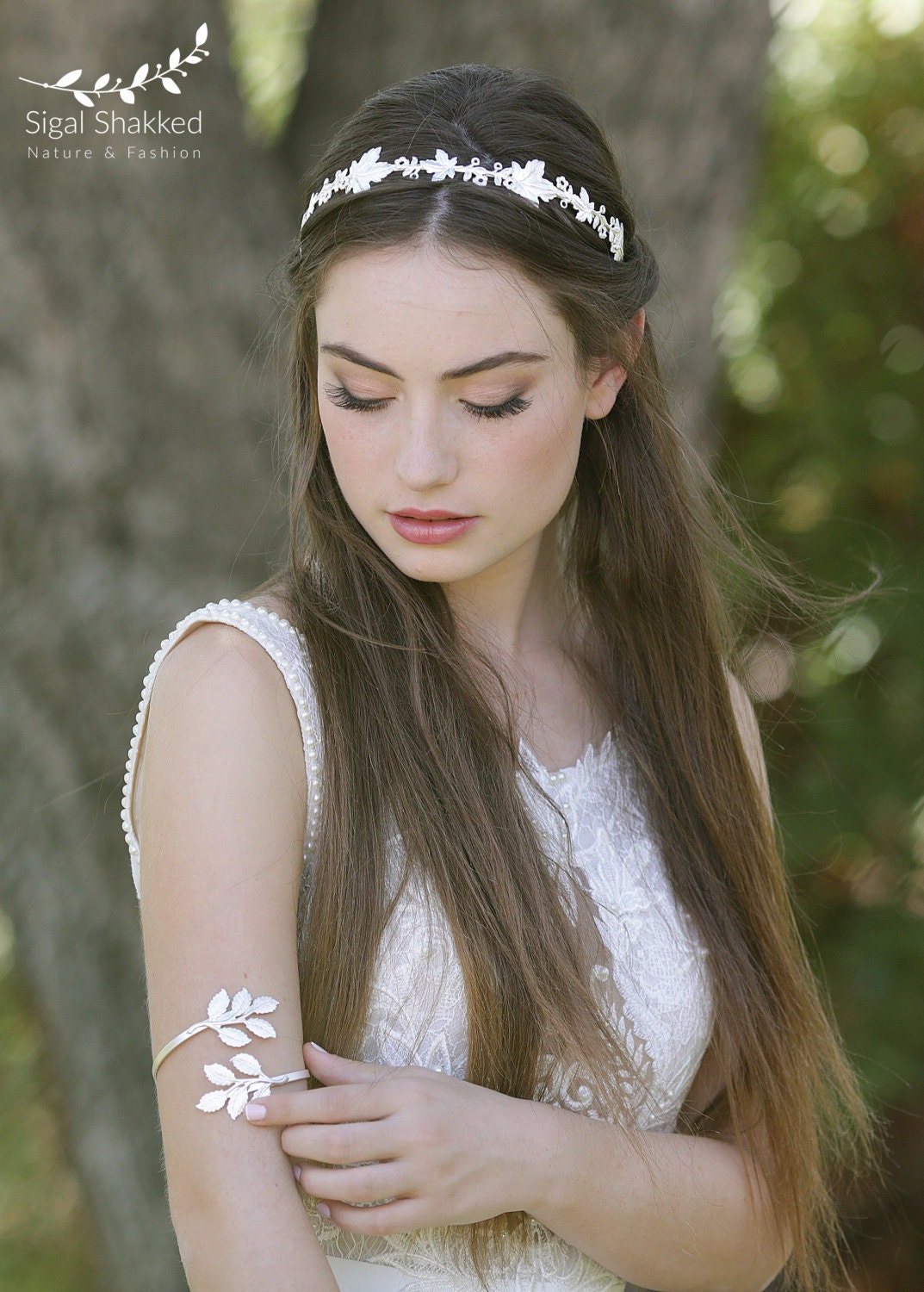 Silver Arm Bracelet, Greek Goddess Upper Arm Cuff, Leaf Bracelet ...