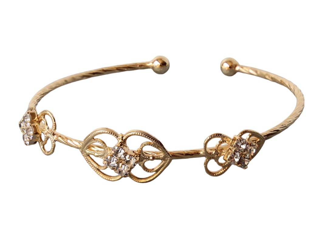 Gold Crystal Bridal Lower Arm Bracelet, Crystal Cuff Bracelet ...