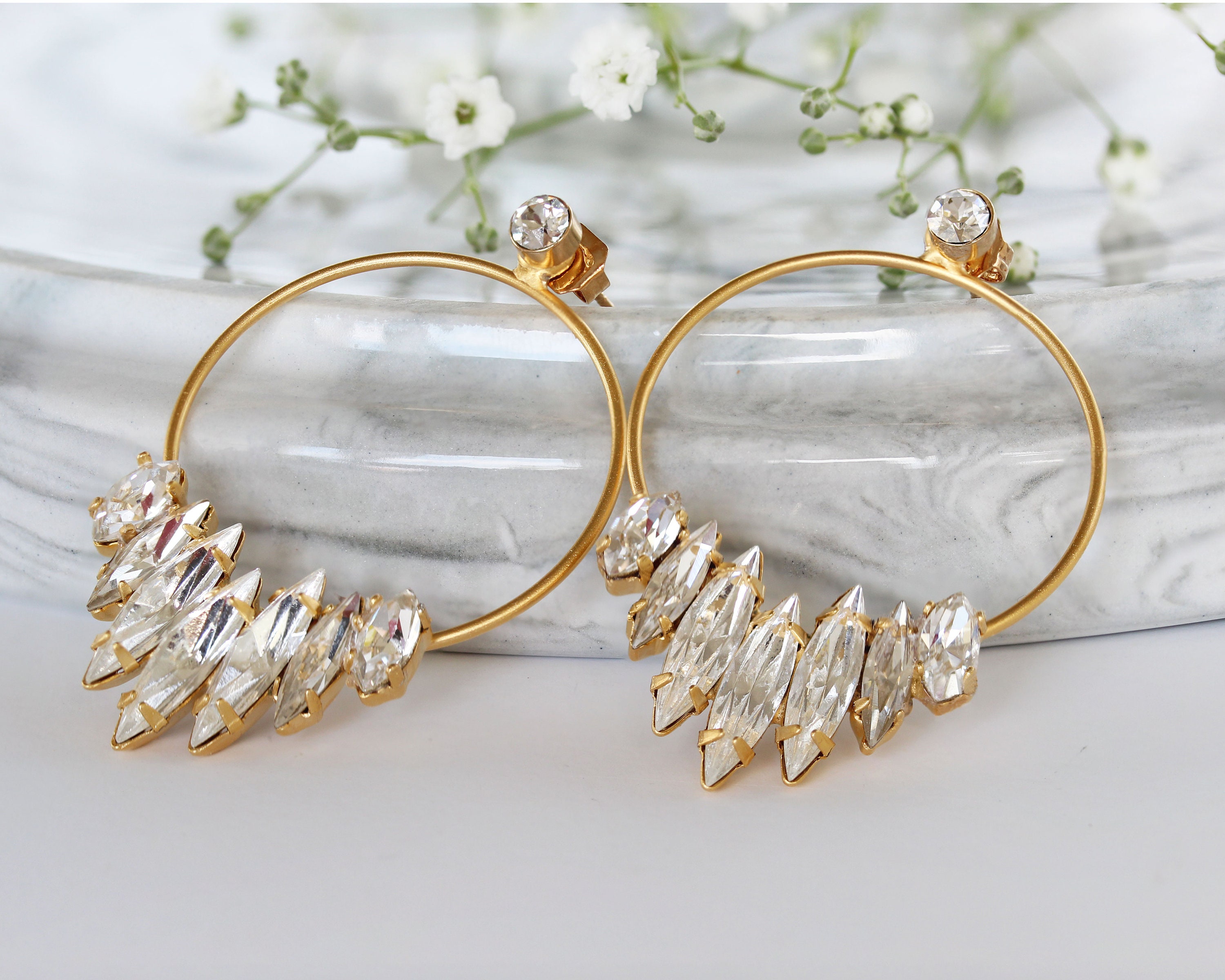 Big Statement Ear Jacket Earrings Bridal Crystal Earrings | Etsy