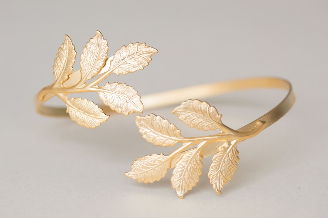 Arm Bracelet, Leaf Bracelet , Arm Cuff, Upper Arm Cuff Bracelet, Gold ...