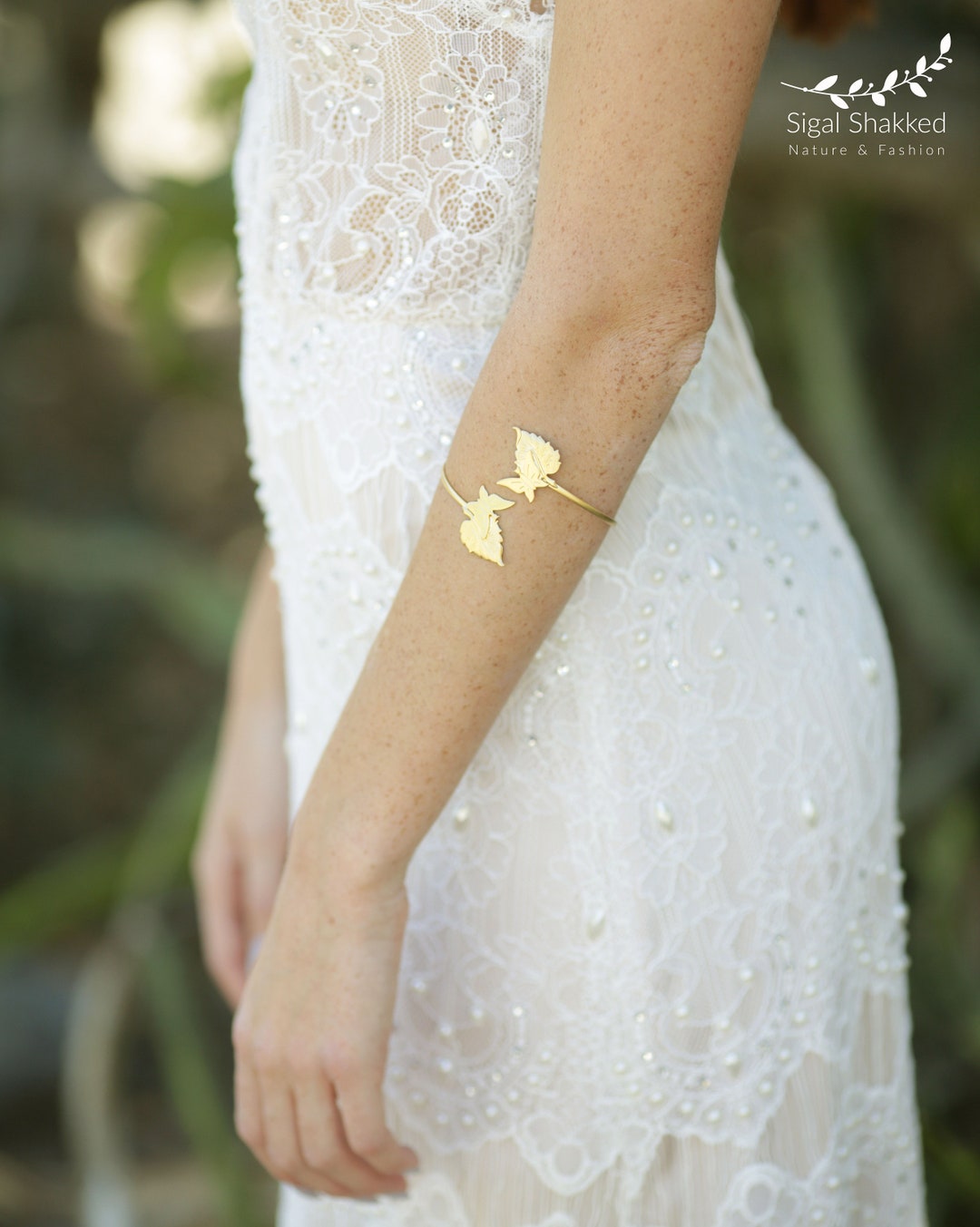 Gold Butterfly Arm Bracelet, Lower Arm Cuff Bracelet, Bridal Bracelet ...