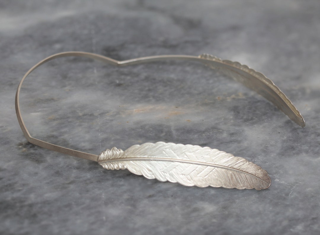 Greek Goddess Silver Feather Headpiece, Bridal Halo Crown, Olive Crown ...