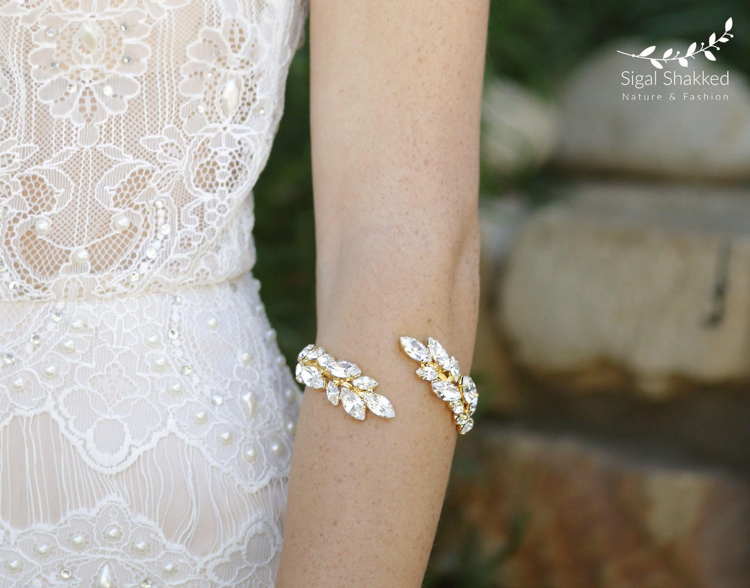Bridal Open Cuff Bracelet, Arm Cuff Bracelet, Wedding Bracelet ...