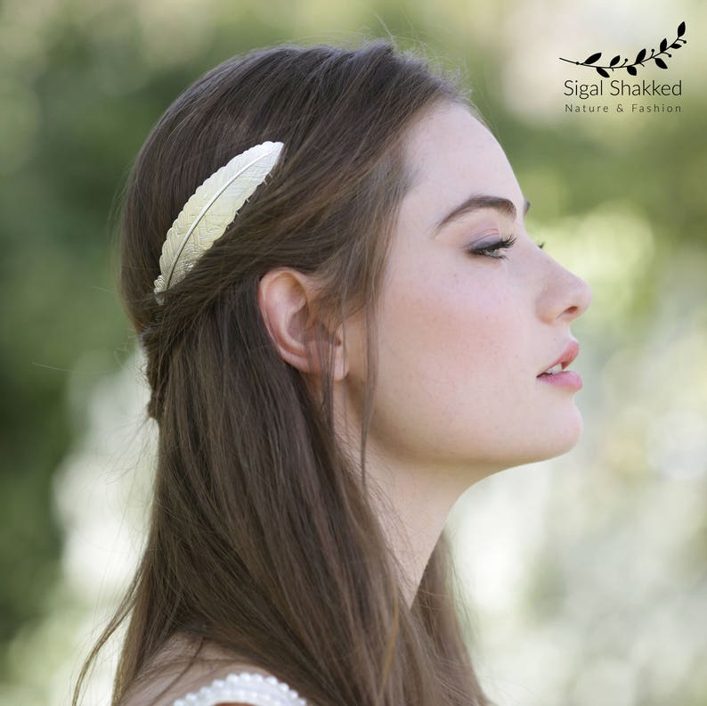 Greek Goddess Headpiece, Roman Headpiece, Silver Hair Comb, Feather ...