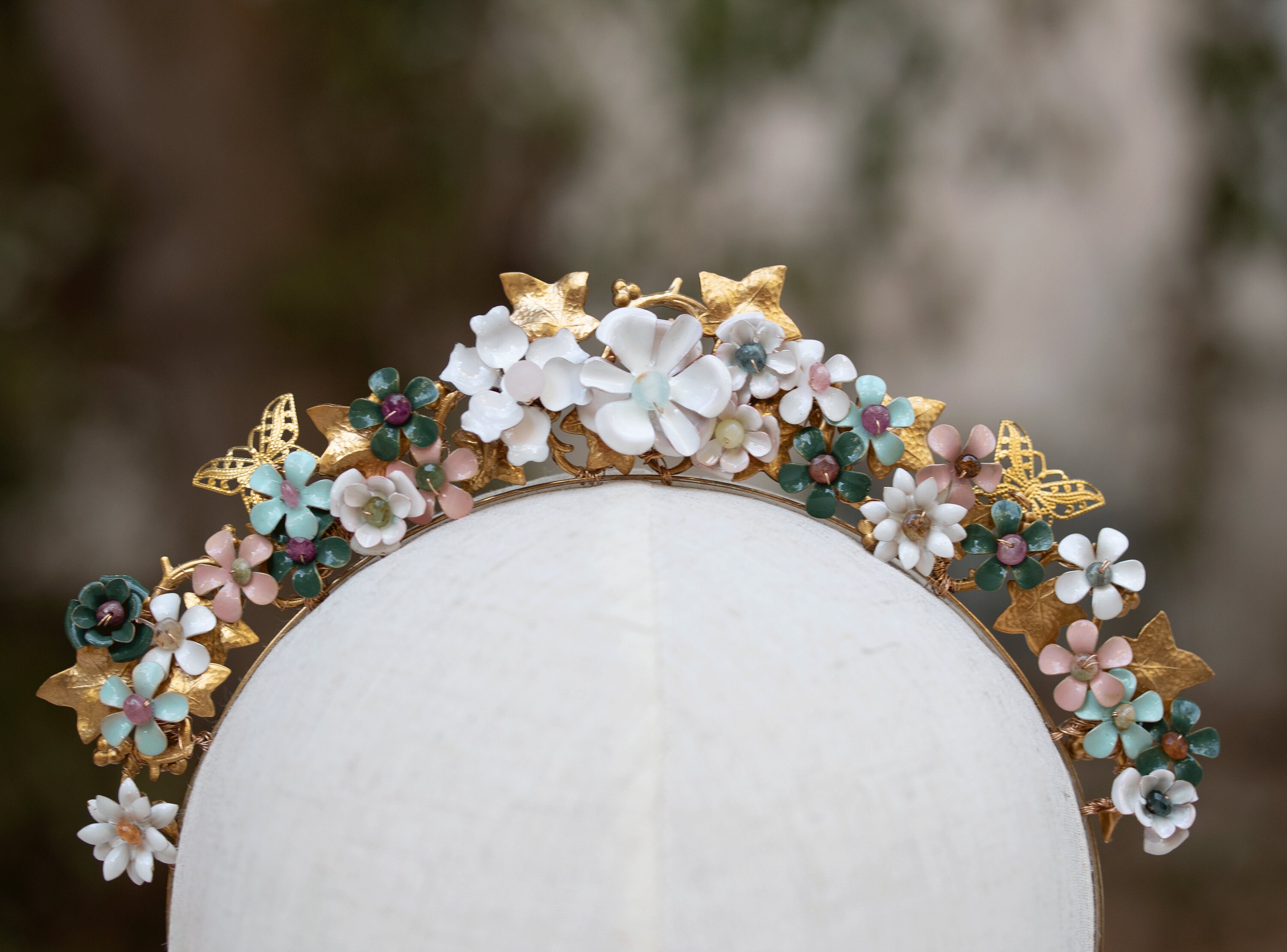 Bridal Headpiece, Colorful Wedding Tiara, Bridal Crown, Woodland ...