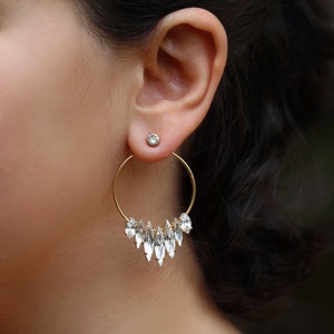 Big Statement Ear Jacket Earrings, Bridal Crystal Earrings, Wedding ...