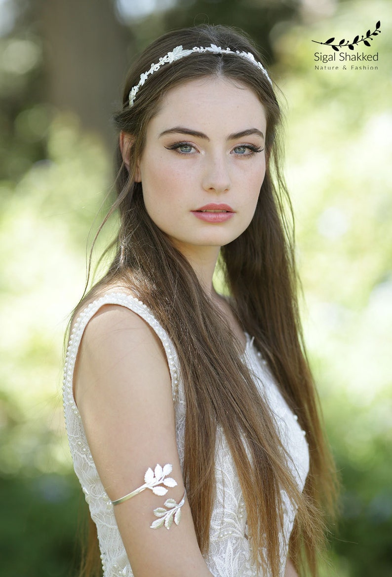 Silver Arm Bracelet Greek Goddess Upper Arm Cuff Leaf | Etsy