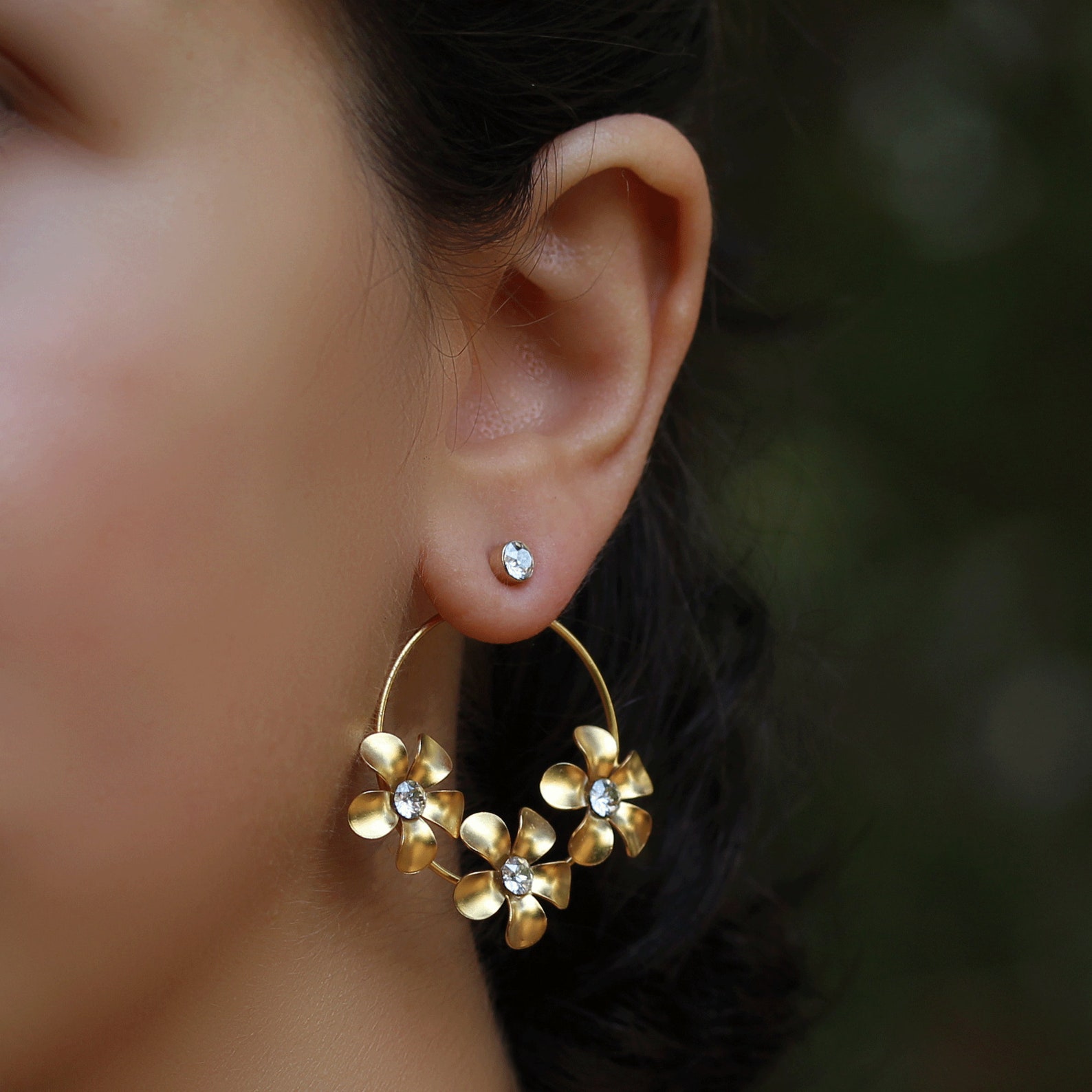 Big Statement Ear Jacket Earrings Silver Crystals Hoops - Etsy