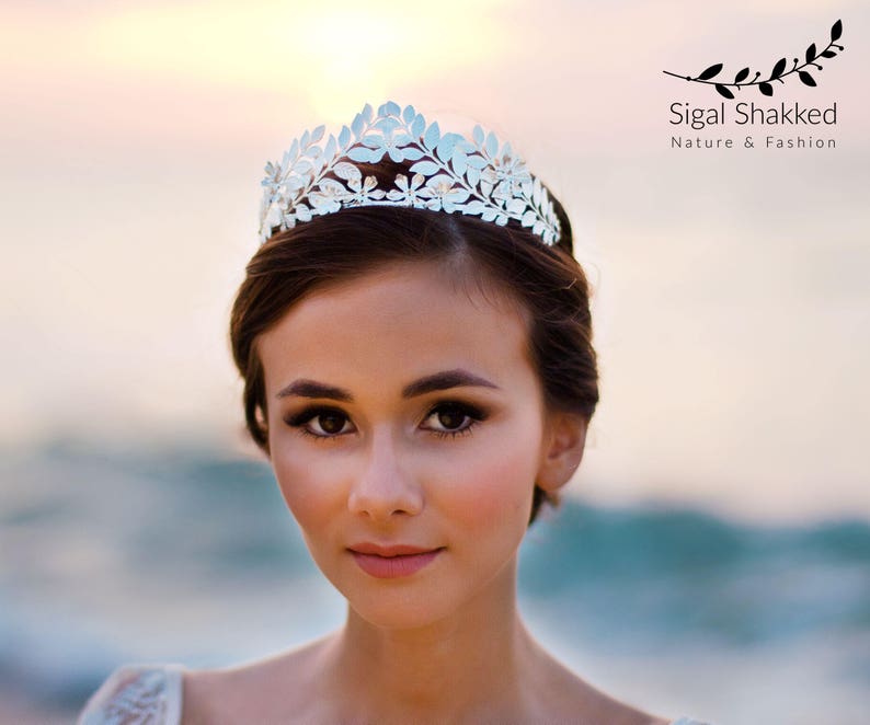 Bridal Leaf Headpiece, Silver Hair Wreath, Goddess Leaf Crown, Wedding ...