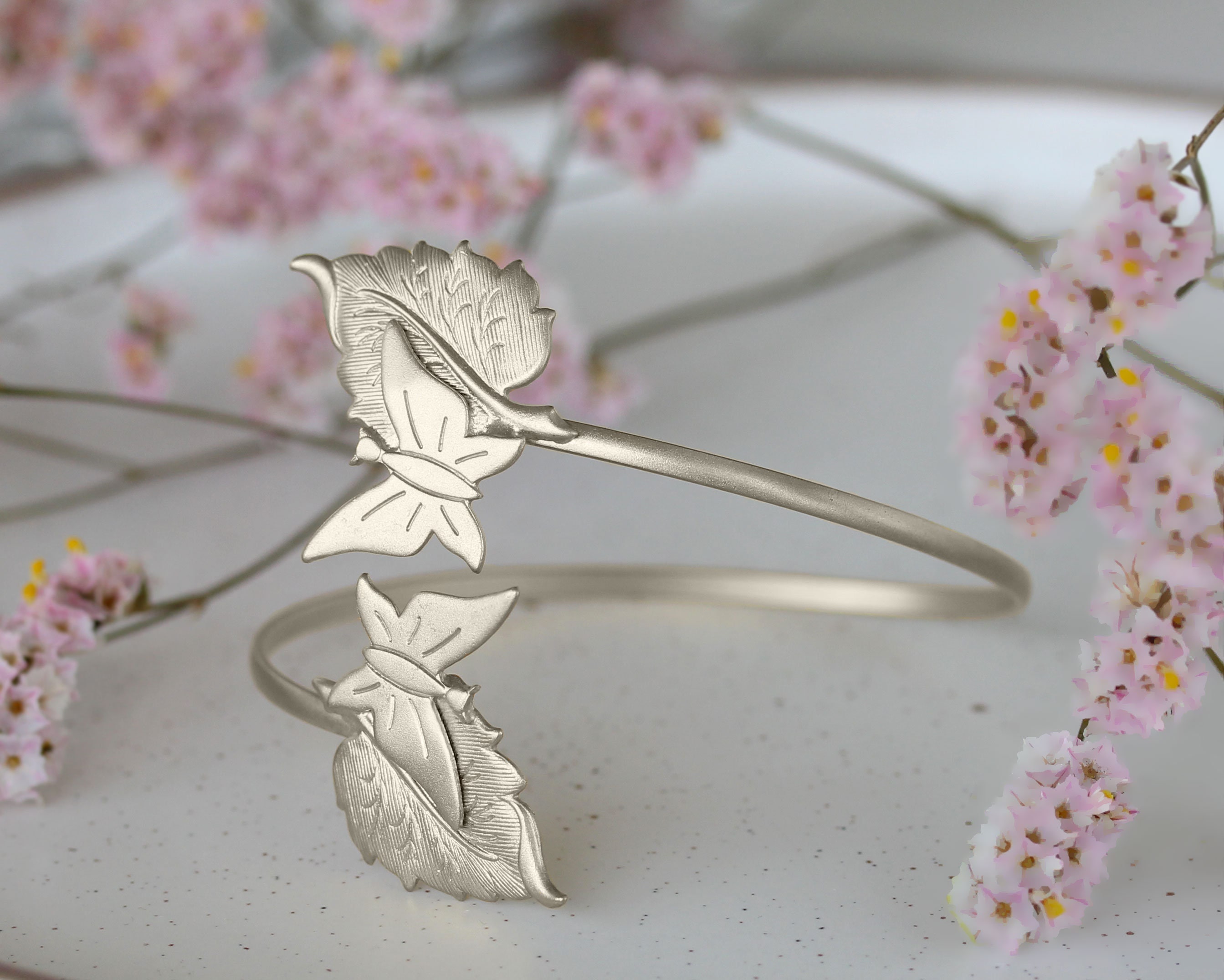 Gold Butterfly Arm Bracelet, Lower Arm Cuff Bracelet, Bridal Bracelet ...