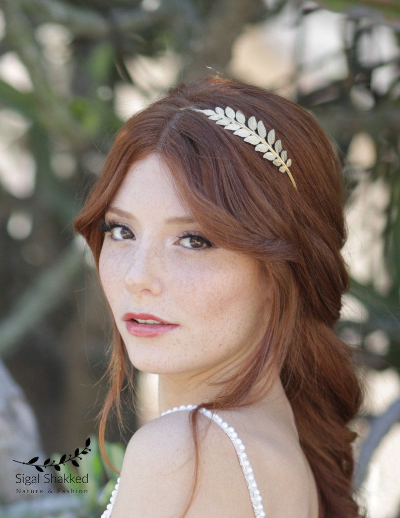 Greek Goddess Headband, Gold Wedding Headpiece, Laurel Leaf Crown ...