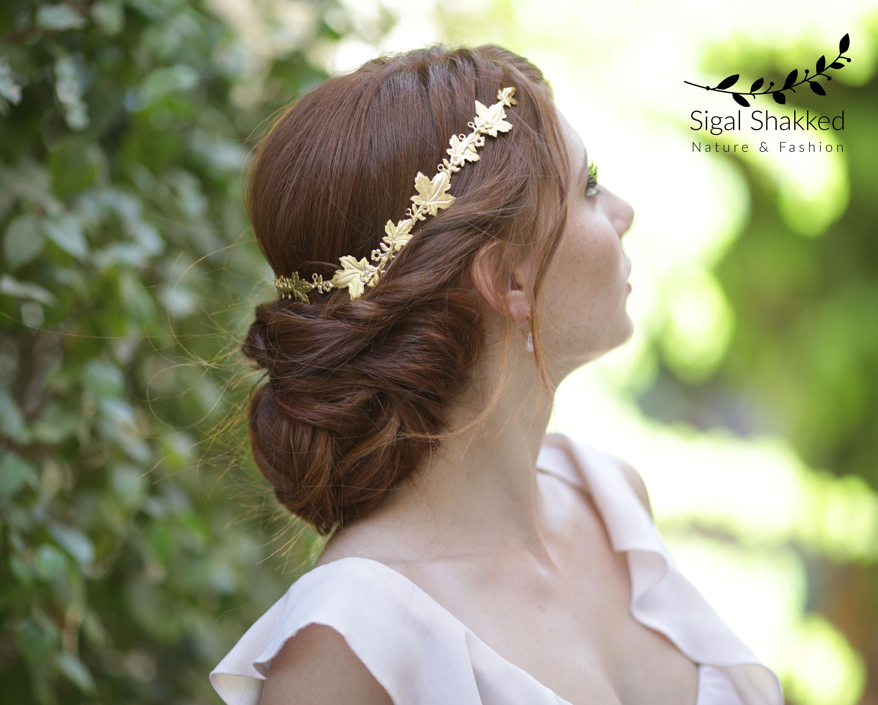 Gold Bridal Headpiece, Gold Bridal Wreath, Gold Bridal Headband, Gold ...