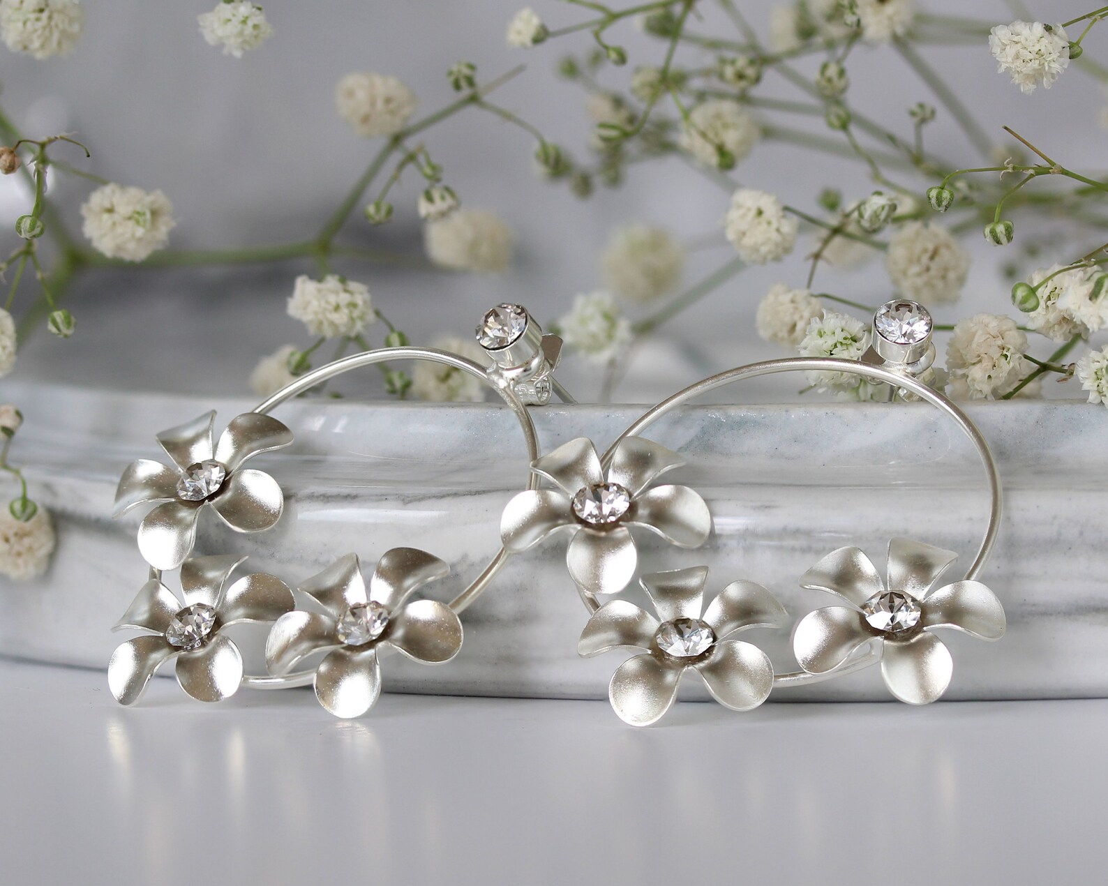 Big Statement Ear Jacket Earrings Silver Crystals Hoops - Etsy