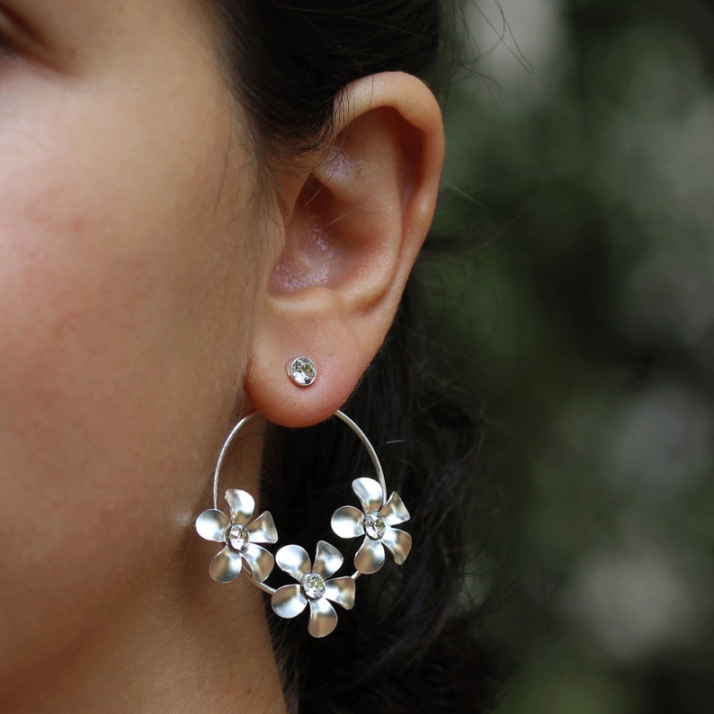 Big Statement Ear Jacket Earrings Silver Crystals Hoops - Etsy