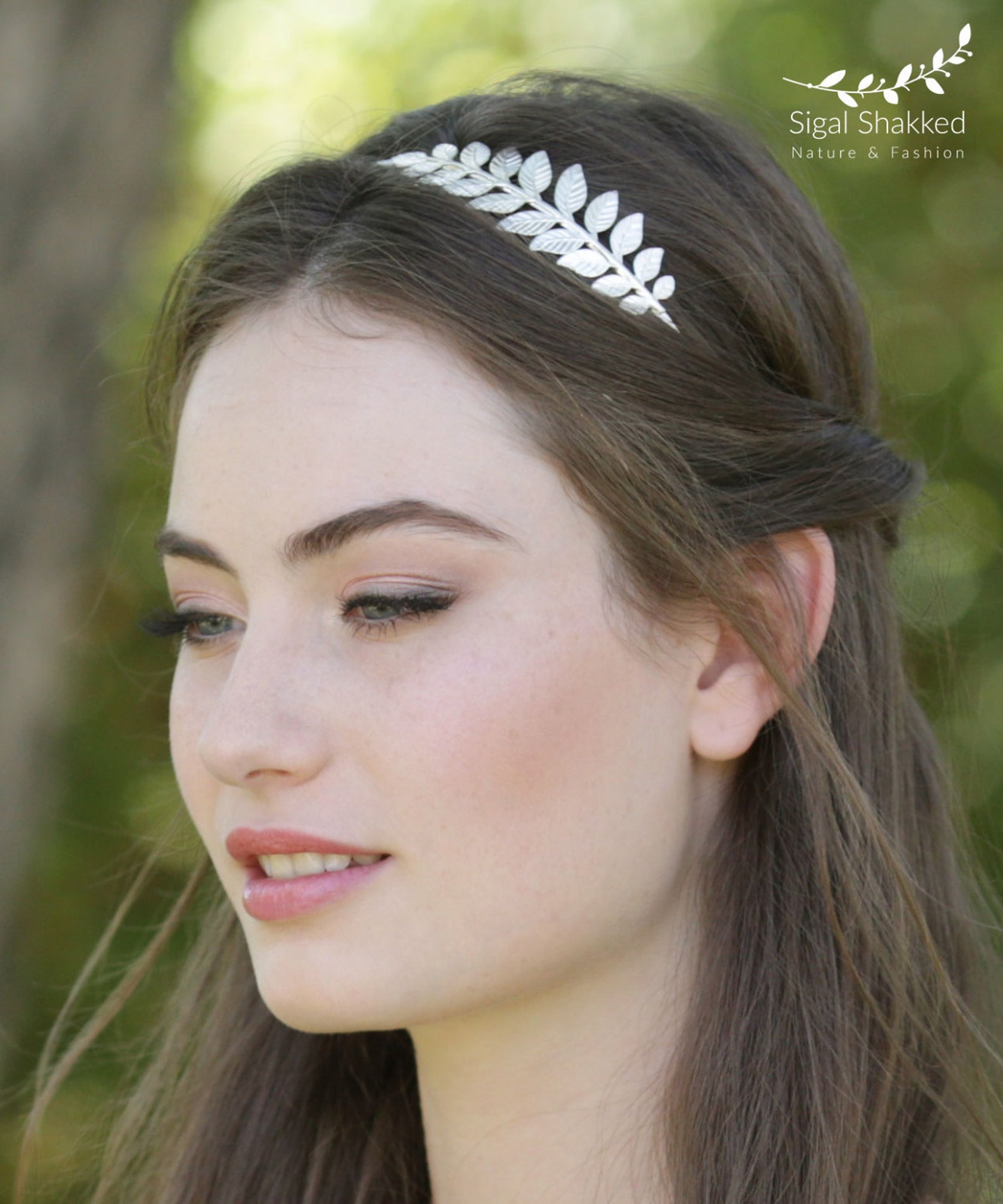 Woodland Headband, Silver Leaf Headband, Wedding Headpiece, Grecian ...