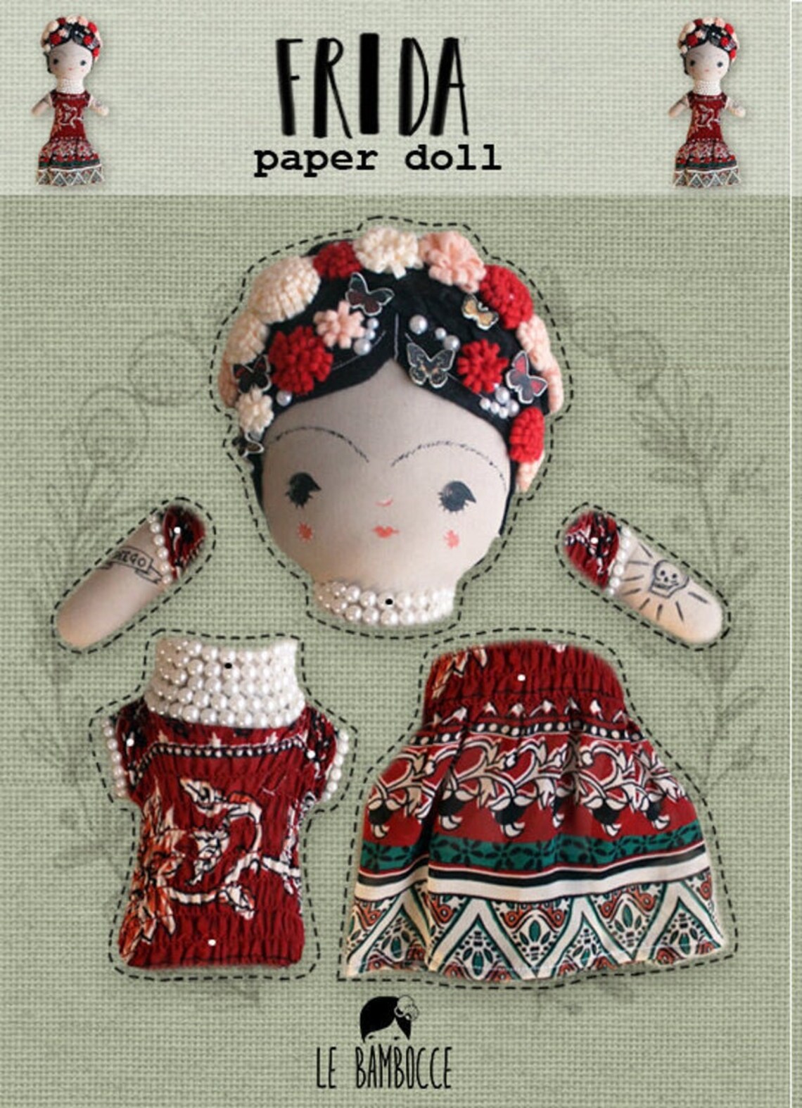 Instant PDF Download - PAPER DOLL- "frida Kahlo" - "frida" Set of 2 ...
