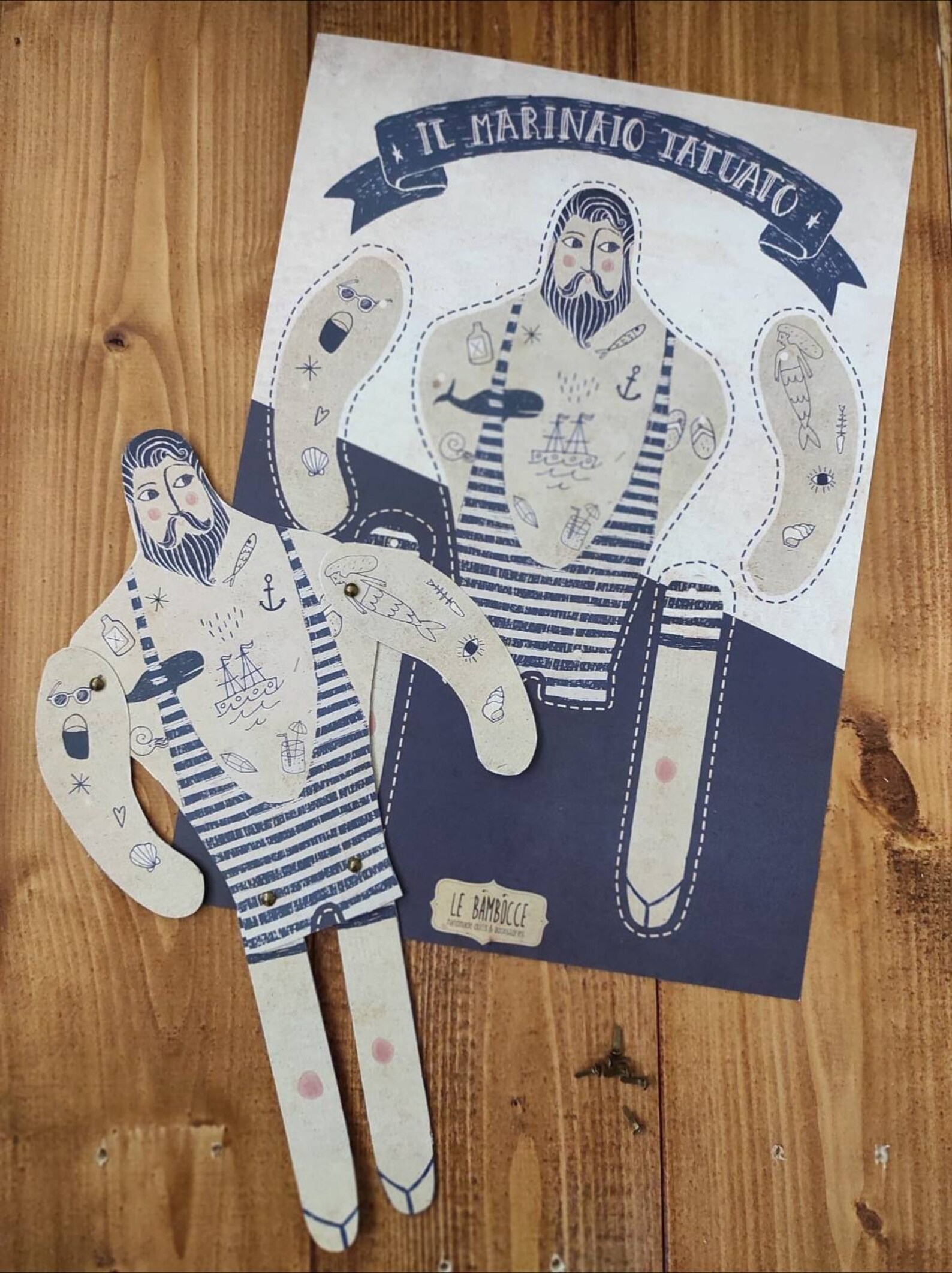 THE TATTOED SAILOR Paper Doll, Vintage Paper Doll Kit, Diy Paper Doll ...