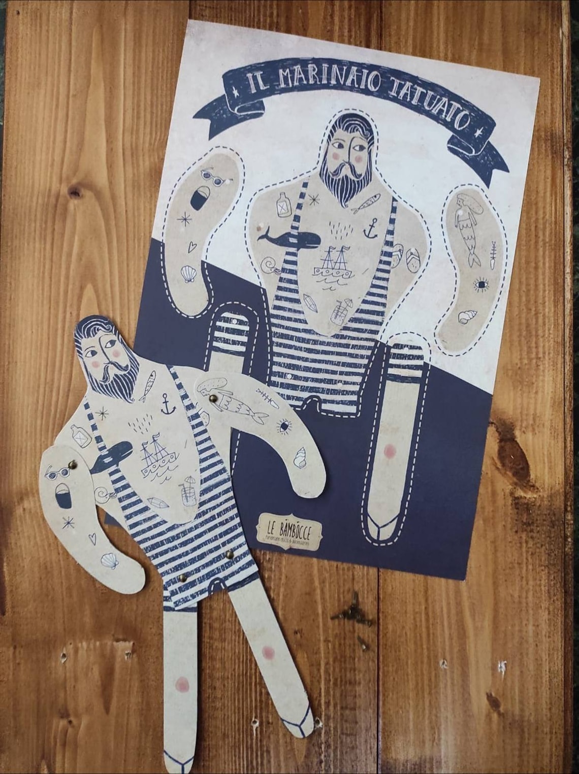 THE TATTOED SAILOR Paper Doll, Vintage Paper Doll Kit, Diy Paper Doll ...