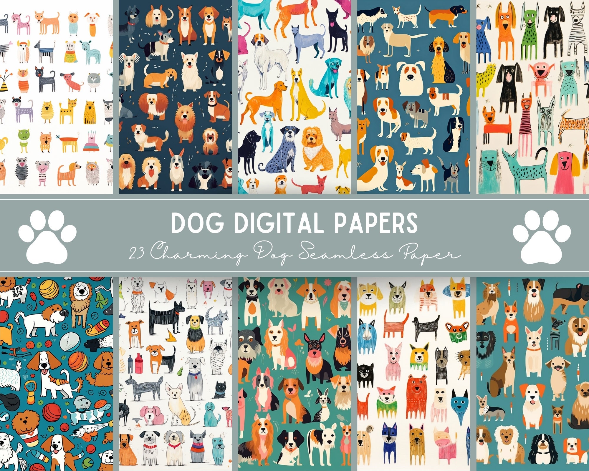 Dog Digital Papers, Cute Dogs, Puppy Dog, Premium Dog-themed Digital ...