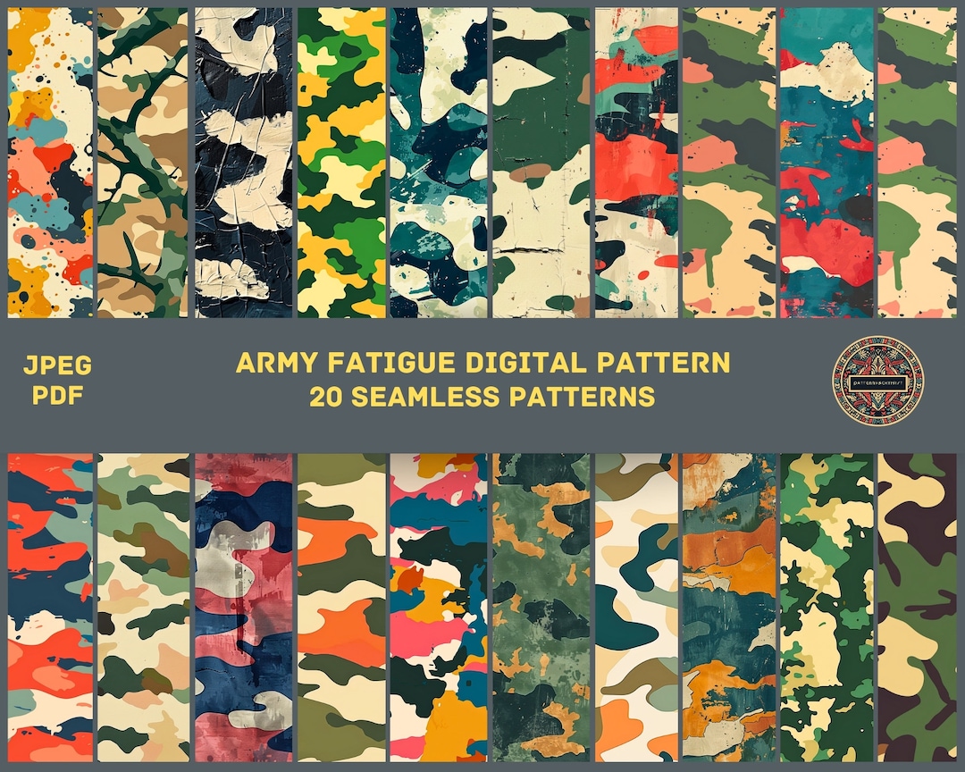 Army Fatigue Digital Pattern High-res PDF/PNG, Seamless Camo Scrapbook ...