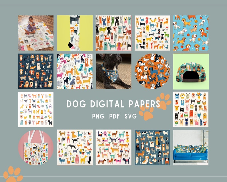 Dog Digital Papers, Cute Dogs, Puppy Dog, Premium Dog-themed Digital ...