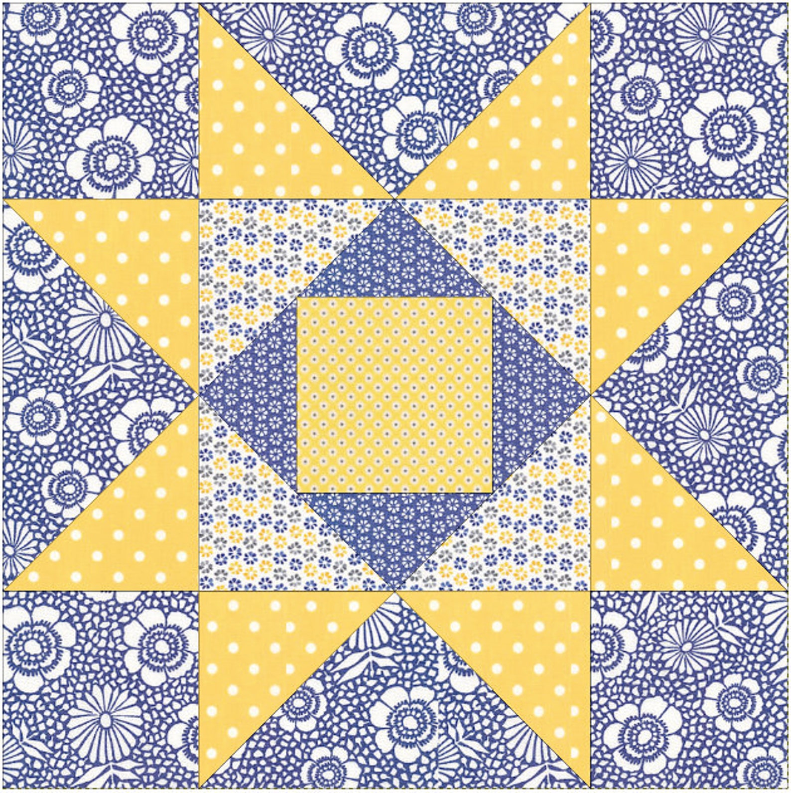 Grammy's Star Flower - PDF Quilt PATTERN & Garden Planter Option - Etsy