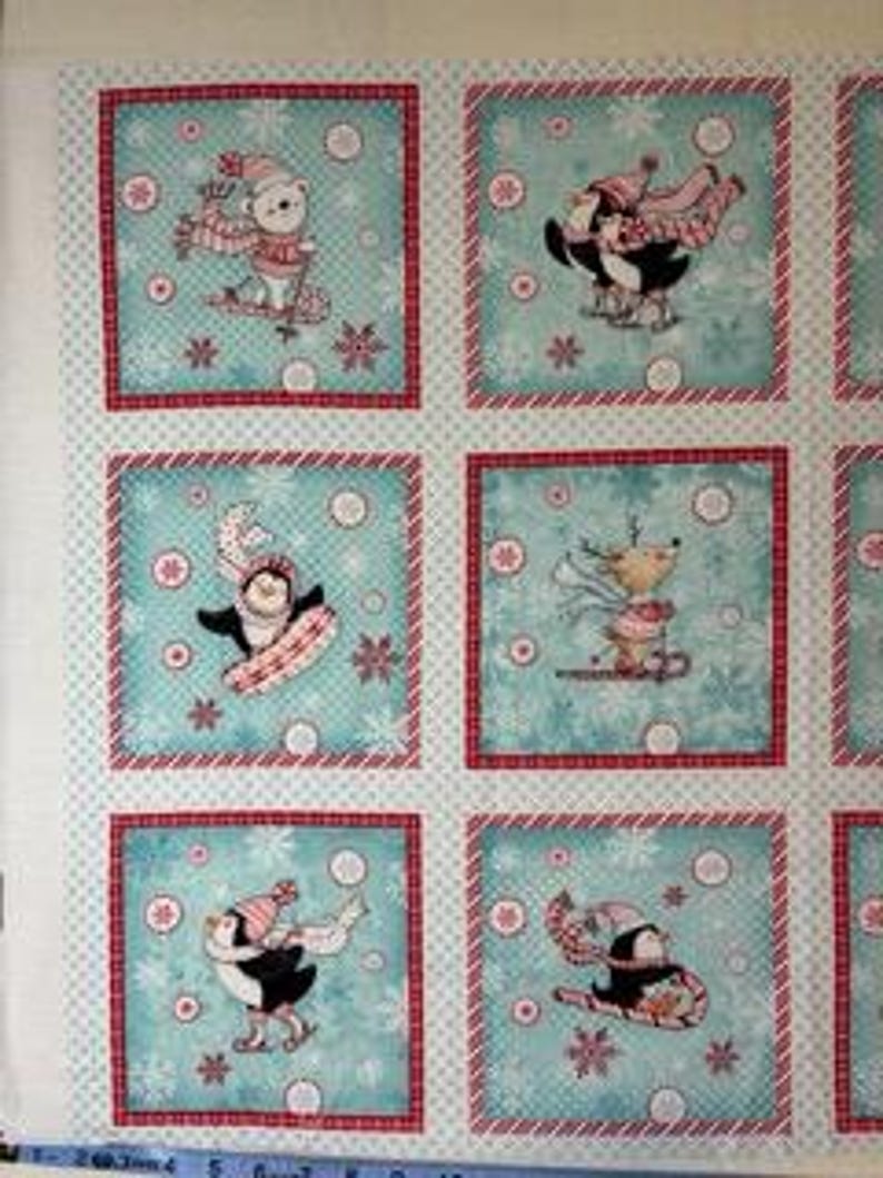 Peppermint Penguins Quilt Panel | 100% Quilting Cotton | 23x41 Inches ...